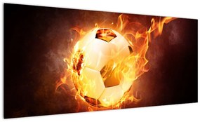 Obraz hořícího fotbalového míče (100x40cm)
