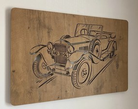 Li-Go "Veterán" světelný obraz s baterií 90x62cm varianta: ovládání na obraze bez dálkového ovladače, provedení: dub světlý