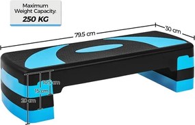 Aerobikový step Yaheetech – modrá, 79,5 cm (délka) × 30 cm (šířka) × 20 cm (výška) (267310078676)
