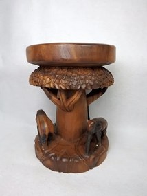Odkladací stolek/ taburet exotické dřevo - ELEFANT Tree, ruční práce, Thajsko
