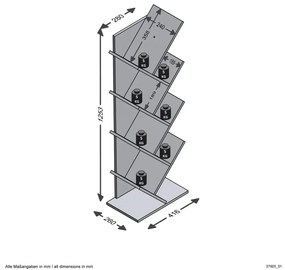 FMD Stojící geometrická knihovna dub a černá - Default Title