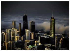 Obraz města v oblacích (70x50 cm)