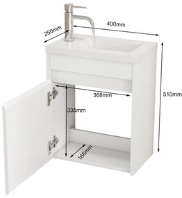 Závěsná skříňka s umyvadlem Houseland Mavon 40 cm bílá