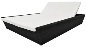 vidaXL Zahradní postel s poduškou polyratan černá