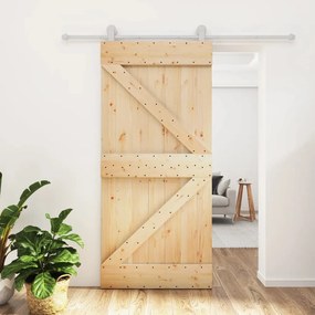 Posuvné dveře s kováním 95 x 210 cm masivní borové dřevo,  3203100