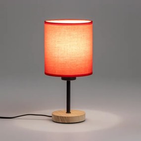 Brilagi - Stolní lampa NUBILA WOOD 1xE27/25W/230V dub/červená