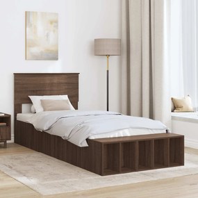 Rám postele s policí Hnědý dub 75 x 190 cm Kompozitní dřevo 3408423