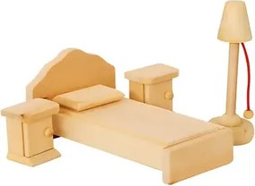 MaDe Dřevěný nábytek do domečku pro panenky Ložnice / Postel, skříň, d