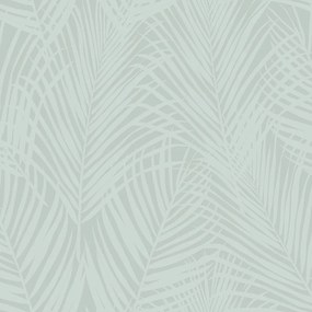 Metalická stříbrná vliesová tapeta, zelené palmové listy 347742, City Chic, Origin