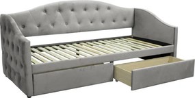Postel ZASKA šedá 90x200 s úložným prostorem, Velvet látka, Kondela 0000396165