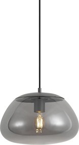 Retro závěsná lampa antracitová s kouřovým sklem - Giselle