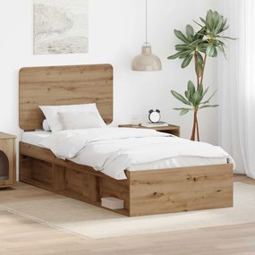 Rám postele Umělecký dub 100 x 200 cm Masivní borové dřevo 3412532