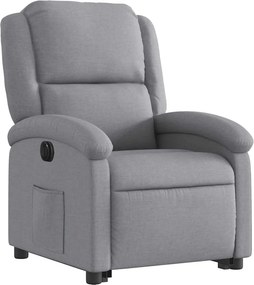 Elektrické zvedací polohovací křeslo světle šedé textil 3204188