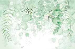 Samolepící tapeta jemné zelené listy - 150x100 cm