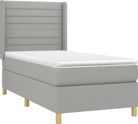 Box spring postel s matrací a LED světle šedá 80x200 cm textil 3138909