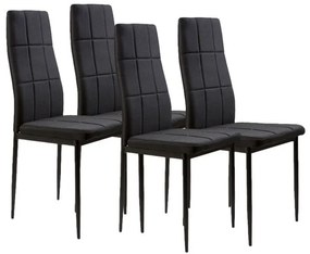 modernHOME Sada židlí z ekokůže, 4 ks. Černá DC860-4 BLACK