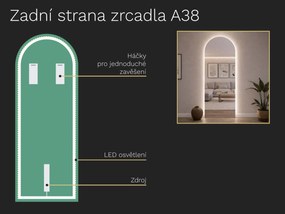 Atypické zrcadlo s LED osvětlením A38