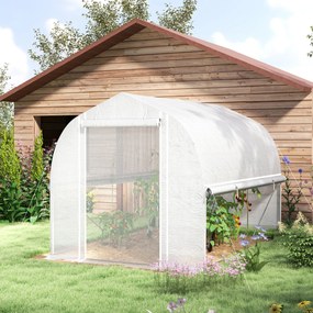 Fóliový skleník Outsunny 3 x 2 m se 4 okny a dveřmi, rolovací boční stěny, fóliový tunelový skleník na rajčata odolný proti UV záření s pozinkovaným …