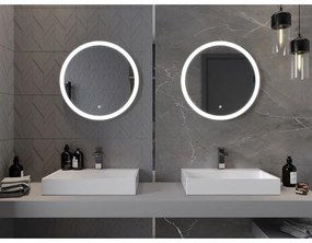 Mexen Oro, kulaté LED podsvícené koupelnové zrcadlo 60 cm, 6000K, topná podložka proti zamlžování, 9824-060-060-611-00