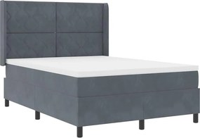 Postel s boxspringem s čelo Tmavě šedá 160 x 200 cm samet 3342069