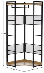Kondela Rohový regál, dub/černá, KILOS NEW TYP 4