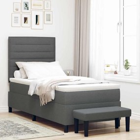 Postel s boxspringem s polštářem Tmavě šedá 80 x 200 cm textil 3343947