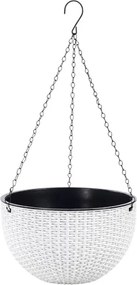 Flamenco Mystique Velký bílý závěsný květináč Rattan Design 26 cm ROS10B