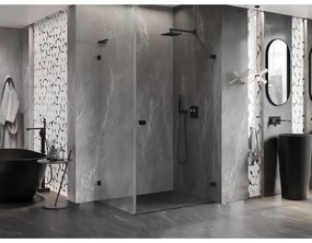 Mexen Lunar-B L pravý výklopný sprchový kout 100 x 80 cm, čiré sklo, černá matná, 832L-100-080-66-00-P