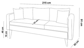 3-místná pohovka Sofia 215 cm antracit