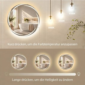 HOMCOM kulaté LED koupelnové zrcadlo Ø 60 cm, stmívatelné