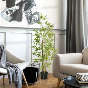 Umělý bambusový strom HOMCOM 120 cm s květináčem, vnitřní dekorace, velmi realistický