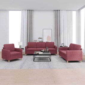 3dílná sedací souprava s poduškami vínová textil 3202060