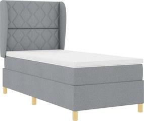 Postel s boxspringem s čelo Světle šedá 200 x 100 cm textil 3340802