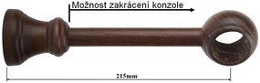 GARNÝŽE-HEBR Garnýž dřevěná ořech jednoduchá 240 cm