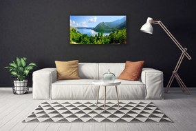 Obraz na plátně Les Jezero Hory Krajina 140x70 cm