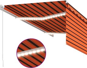 Ručně zatahovací markýza s roletou a LED 3,5x2,5m oranžovohnědá 3069285