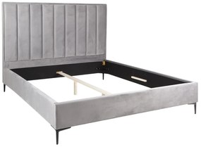 OnaDnes -20% Moebel Living Stříbrně šedá sametová dvoulůžková postel Codie 180 x 200 cm