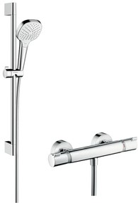 Hansgrohe Croma Select E, sprchová sada Vario s termostatem Ecostat Comfort a sprchovou tyčí 65 cm, bílá/chromová, HAN-27081400