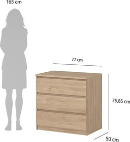 Komoda v dekoru dubu v přírodní barvě 77x76x50 cm Naia – Tvilum
