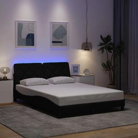 Rám postele s LED bez matrace černý 140x190 cm Látka 3310666
