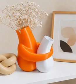 váza, sada 2 ks, styl klasický, plast, 12/15x5/6 cm, oranžová/bílá, Dekorino VD0260017