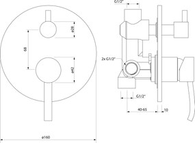 Sapho Sapho, LUKA podomítková sprchová baterie, 2 výstupy, otočný přepínač, chrom, LK43