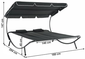 Kondela Zahradní postel, šedá, pro dvě osoby, MULTINA
