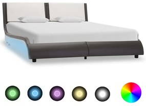 280368 vidaXL Rám postele s LED světlem šedý a bílý umělá kůže 120 x 200 cm