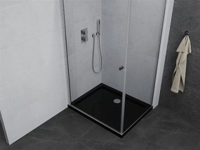 Mexen Pretoria, sprchový kout 80 (dveře) x 110 (stěna) cm, 6mm čiré sklo, chromový profil + černá sprchová vanička, 852-080-110-01-00-4070