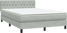Box spring postel s matrací a LED světle šedá 160x210 cm samet 3317175