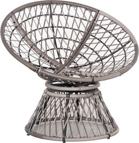 Outsunny Synthetic Rattan Otáčecí Papasan Křeslo Oválné Wicker PE Křeslo s Polštářem a Ocelovým Rámem Nosnost 160 kg pro Zahradu, Patio, Terasu 87x97…