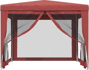 Party stan se 4 síťovanými bočnicemi červený 3 x 3 m HDPE 319230