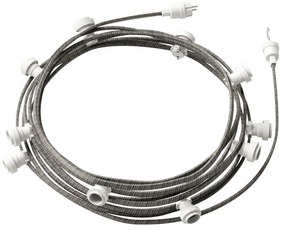 creative cables Hotový světelný řetěz LUMET 12,5 m je sestavený z 10 bílých objímek, háčku a zástrčky Barva kabelu: Bílo-černá - ECC37