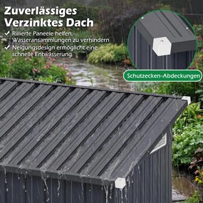Costway Přístřešek na nářadí zahradní přístřešek z pozinkovaného kovu s 2